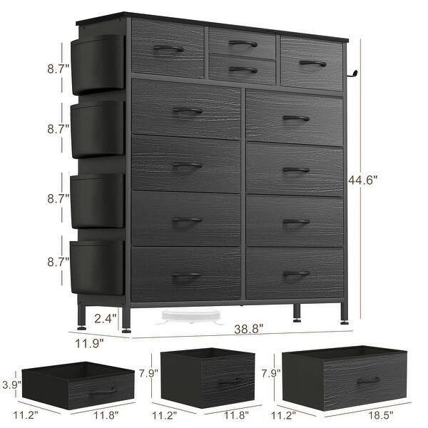 12 Drawer Dresser Fabric Tall Dressers for Bedroom Chest of Drawers ...