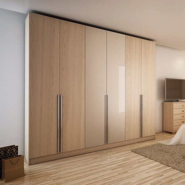 Manhattan Comfort Modern 6 door Natural Wood Wardrobe Bed Bath Beyond 8771981