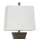 Asher - Linear Embossed Resin Table Lamp - Espresso Brown, Antique Brass - Heathered Oatmeal ...