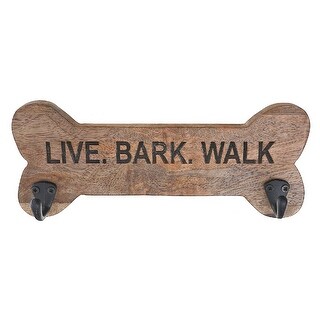 Wood Bone Shape Live Bark Walk With 2 Black Hooks - Bed Bath & Beyond ...