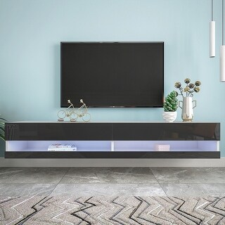 Versatile Storage Floating TV Stand with Wall Mount and LED Lights ...