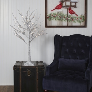 36"Metallic Led Timer Remote Winter Tree Battery Operated And Plugin ...