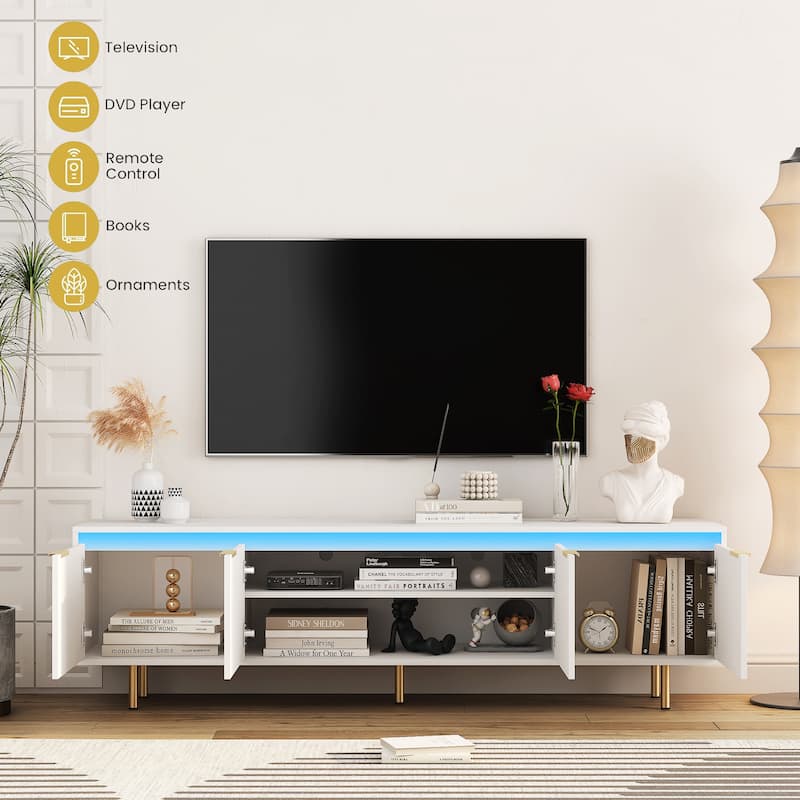 Mid Century Modern LED TV Stand for 80 Inch TV, Entertainment Center ...
