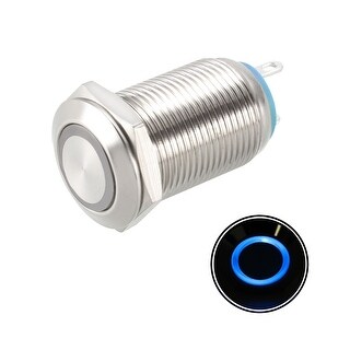 Latching Metal Push Button Switch 12mm Mounting Dia 1NO 12V LED Light ...