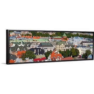 "High angle view of buildings in Riga, Latvia" Black Float Frame Canvas ...