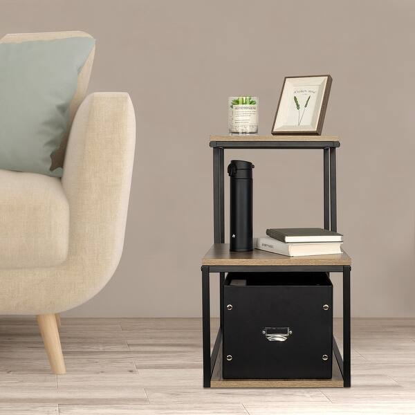 Organnice L-shaped Side Table with Basket Soft End Table - Bed Bath ...