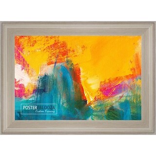 36x26 Contemporary Silver Complete Wood Picture Frame with UV Acrylic ...