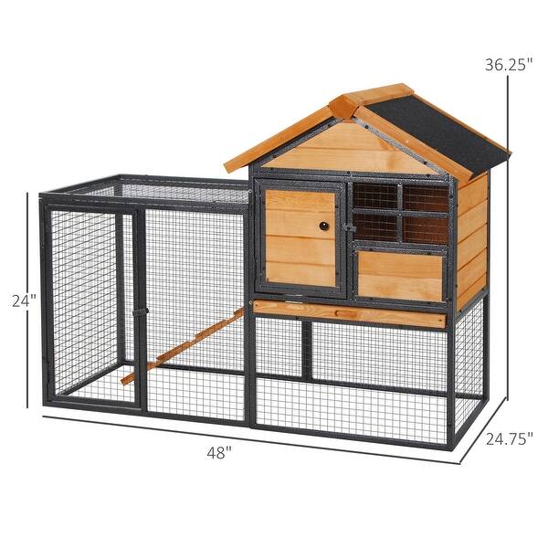 PawHut 2-Level Rabbit Hutch with Openable Hinged Asphalt Roof ...