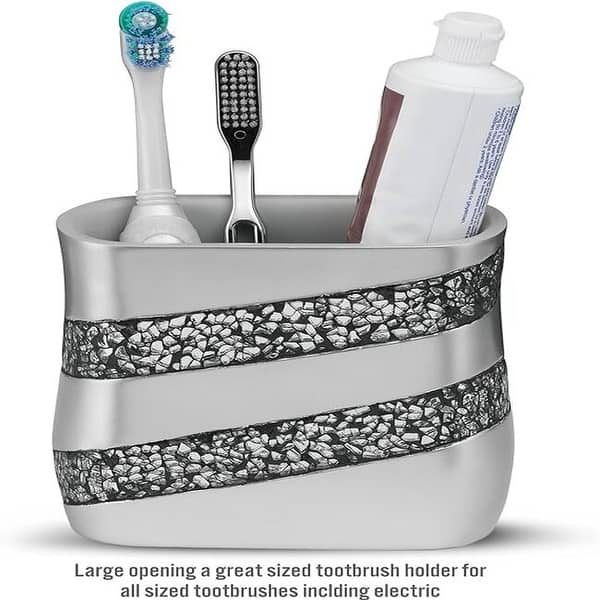silver toothbrush holder