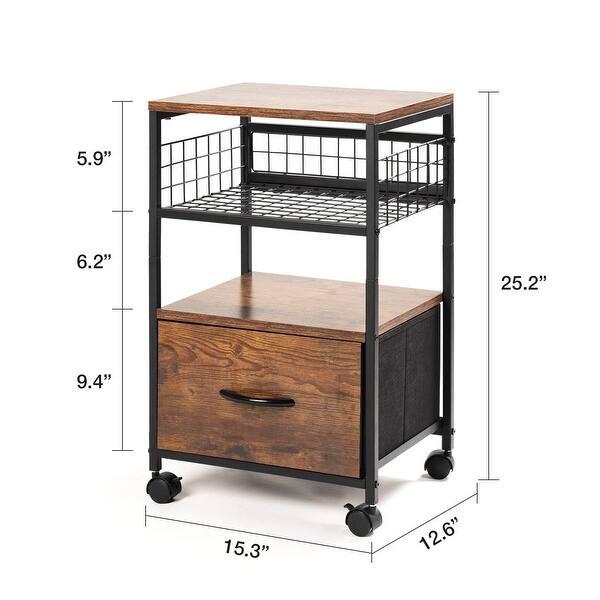 Modern Nightstand Mobile Side Table with Drawer Storage Shelf and ...
