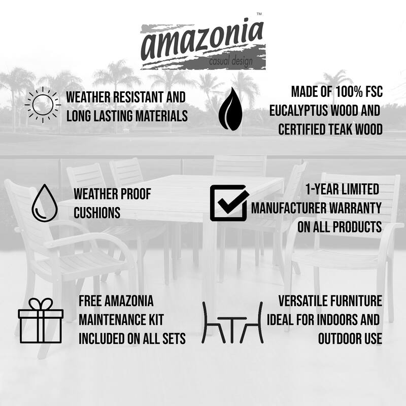 Amazonia Teak Bonita White 5-piece Round Sidechair Patio Dining Set ...