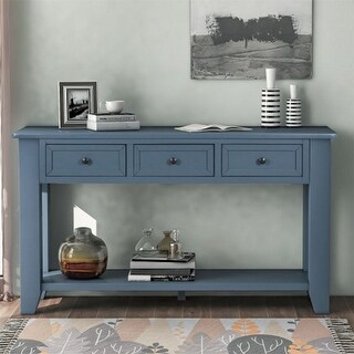 Blue console table solid wood sofa table 55’’ modern table - Bed Bath & Beyond - 37462342