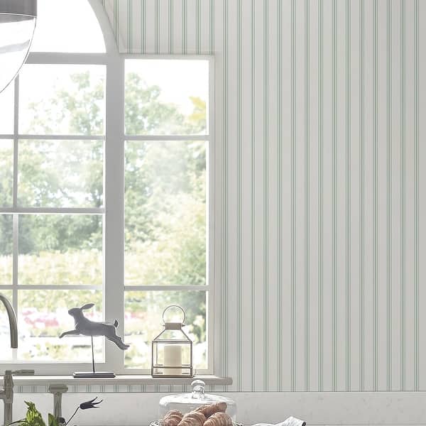 Laura Ashley Farnworth Stripe Sage Green Wallpaper - Bed Bath & Beyond ...
