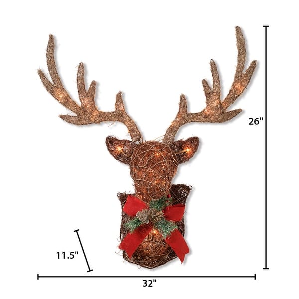 Traditional Christmas Holiday Vine Stag Wall Decor with Lights - Bed ...