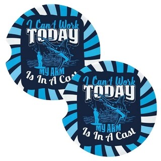 Can't Work Today Arm in Cast Blue Fishing Coasters for Car Cup Holders ...