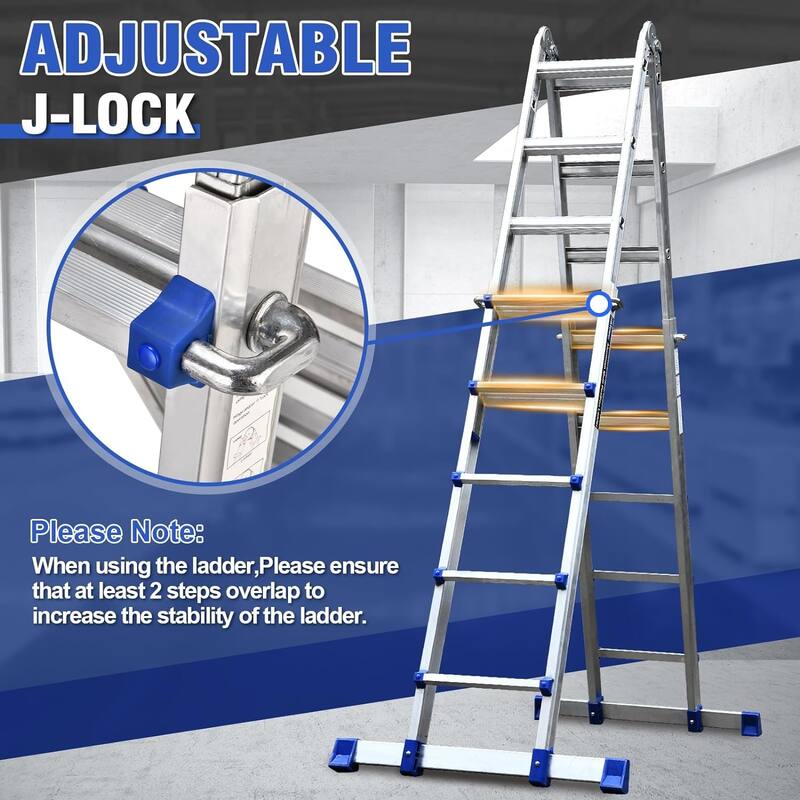 A Frame Extension Ladder with Removable Tool Tray and Stabilizer Bar ...