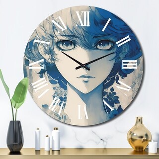 Designart "Anime Portrait Young Woman Magical Blue Eyes" Man Oversized ...