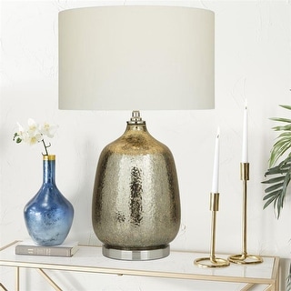 Pacific Hammered Mercury Tempered Glass Gourd Traditional Table Lamp ...