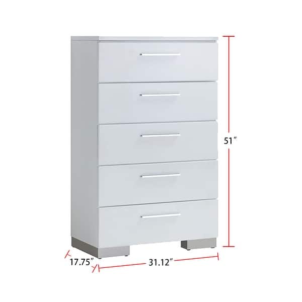 5 Drawers Wooden Chest in White - Bed Bath & Beyond - 34615441