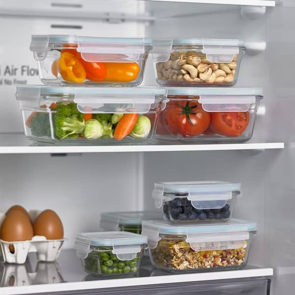 Glasslock Tempered Glass Food Storage Containers with Locking Lids, 16 ...