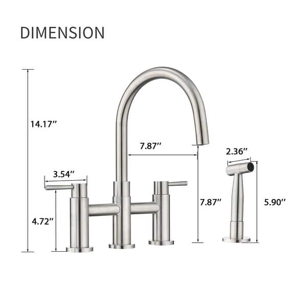 Bridge Kitchen Faucet With Side Sprayer 4 Hole Kitchen Sink Faucet 2 ...