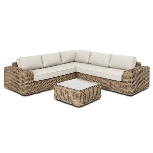 Poly & Bark Puglia Outdoor/Patio Corner Sectional Set with Coffee Table ...