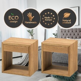 Artisan Oak Floating Nightstand with Modern Wall-Mounted Drawer - Bed ...