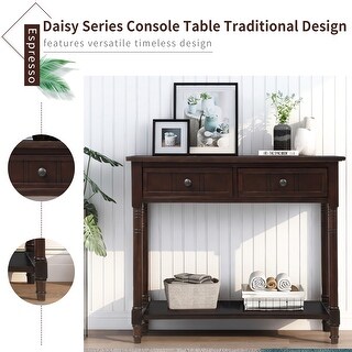 35.34" Console Table Side Tables w/ 2 Drawers & Bottom Shelf - Bed Bath ...