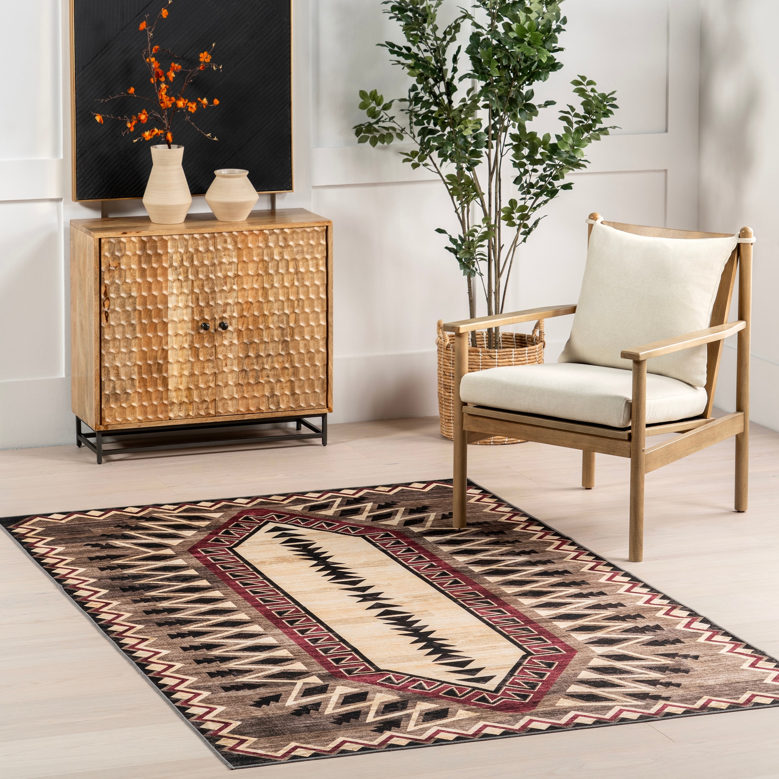 Brooklyn Rug Co Ida Southwestern Stain-Resistant Machine Washable Area ...