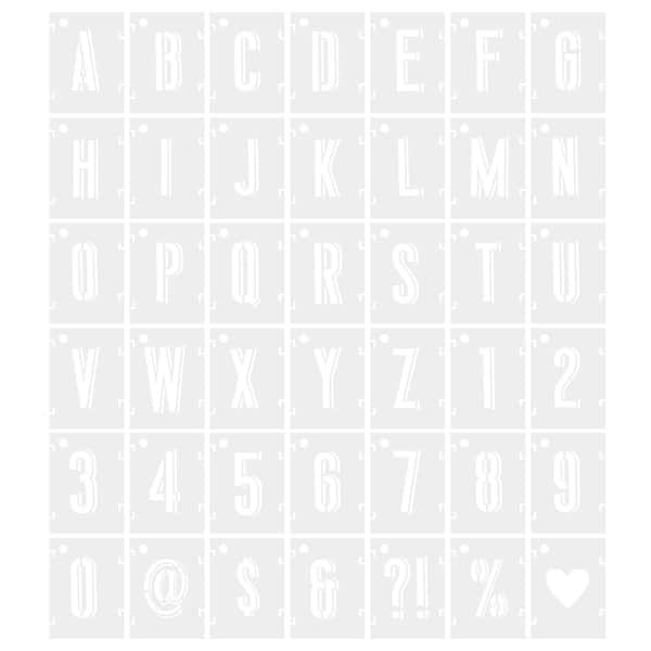 1 Inch Letter Number Stencils Symbol Templates with Ring Shadow 1.5" W ...