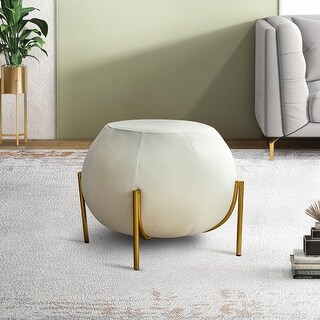14.2" Round Upholstered Ottoman with Golden Metal - Bed Bath & Beyond ...