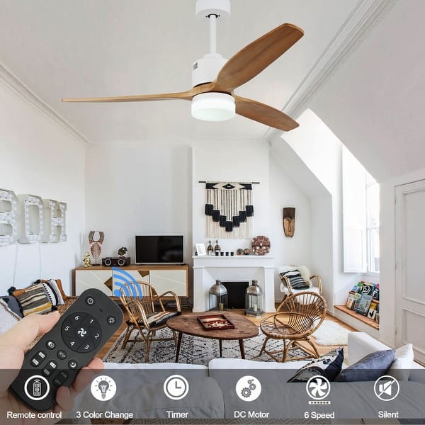 Oaks Aura 52 in. LED Solid Wood Reversible Scandi-Japanese Ceiling Fan ...