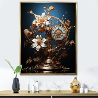 Designart "Fantastic Clockwork Garden I" Surrealism Framed Canvas Wall ...