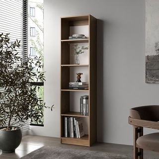 Beaver Balley Bookcase with Open Storage and 5 Shelves, Natural Oak and ...