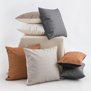 2 Pcs Leather Weave Texture Throw Pillow Case - Bed Bath & Beyond ...