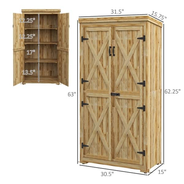 Outsunny Wooden Garden Shed, Outdoor Storage Cabinet with Waterproof ...