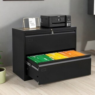 2 Drawer Filing Cabinet Large Deep Drawers Locked by Keys Metal Steel ...