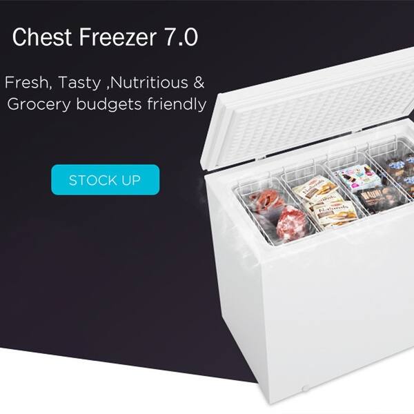JEREMY CASS Chest Freezer Free-Standing Top Door Freezer with Baskets ...