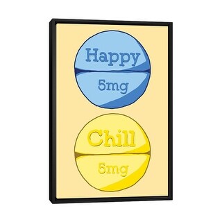 iCanvas "Happy Chill Pill Yellow" by Jaymie Metz Framed Canvas Print ...