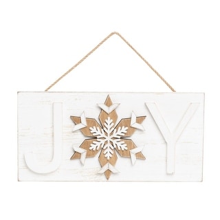 13.25" Natural Wood Christmas Joy with Snowflake Wall Sign - Bed Bath ...