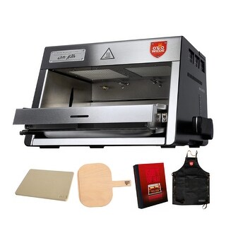 The Otto Wilde Grill Pro w/ Apron (Black), Pizza Stone, Peel and Book ...