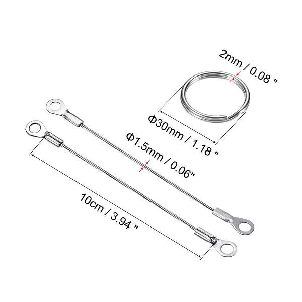 Stainless Steel Lanyard Cable 1.5mmx10cm, 6 Pack Rope with 12 Pack Key ...