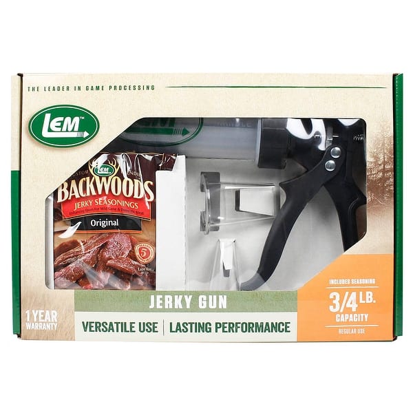 LEM Jerky Gun Kit with Round and Flat Nozzles and Original Seasoning ...