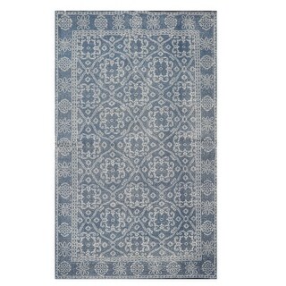 Hand Knotted Oriental Blue Wool Traditional Oriental Area Rug (5x8) - 5 ...
