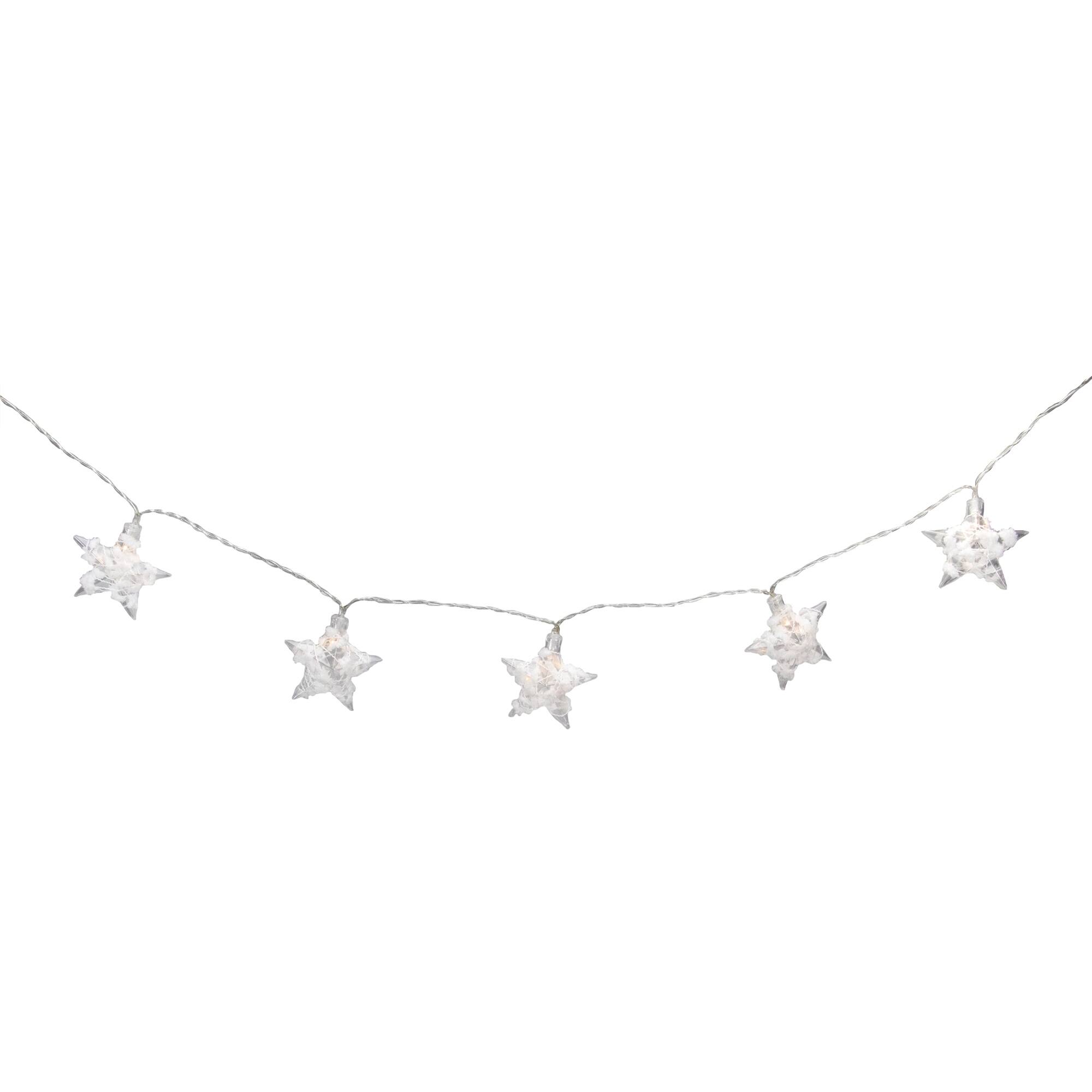 10 B/O LED Warm White Clear Star and Yarn Christmas Lights - 4.5' Clear ...