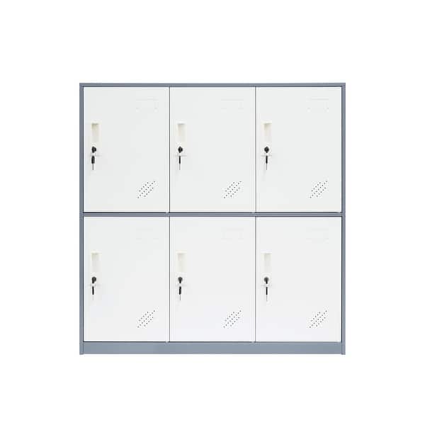 6 Doors Metal Storage Cabinet with Card Slot Organizer Steel Locker ...