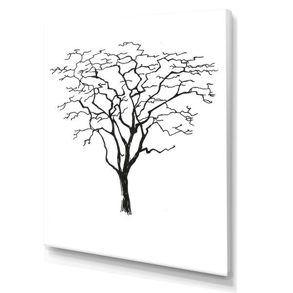 Designart "Black And White Graphics Trees" Traditional Canvas Wall Art ...