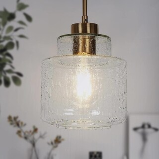 Industrial gold pendant light seeded glass hanging light fixture brass ...