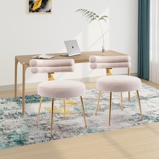 Velvet Upholstered Tubulous Side Dining Chair with Golden Legs(set of 2 ...