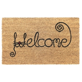 RugSmith Black Machine Tufted Welcome Cat Face Doormat, 18"x30" - Bed ...